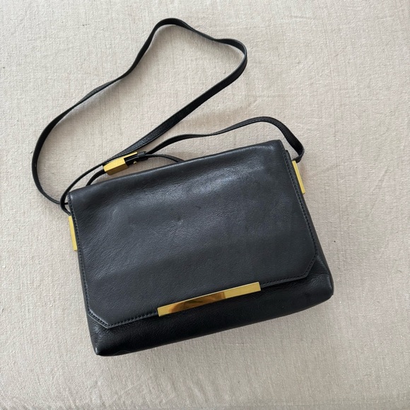 J. Crew | Bags | J Crew Black And Gold Crossbody Bag With Sleek Design ...